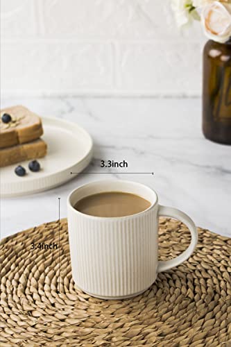 famiware 4 Pieces Coffee Cups, 12 oz Catering Mug with Handle for Coffee, Tea, Cocoa, Milk, Matte White