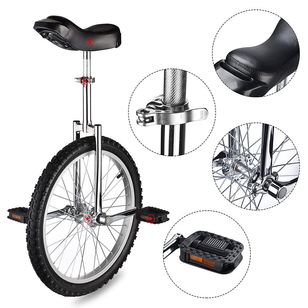 Astonishing Chrome 20 Inch In Mountain Bike Wheel 20" Frame Unicycle Cycling Bike With Comfortable Release Saddle Seat