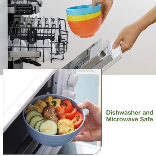 Mfacoy Unbreakable Cereal Bowls Set of 6, 24 OZ Wheat Straw Bowls Set, Reusable Cereal Soup Bowls, Microwave and Dishwasher Safe, BPA Free Lightweight Bowl for Kitchen, Oatmeal Bowls