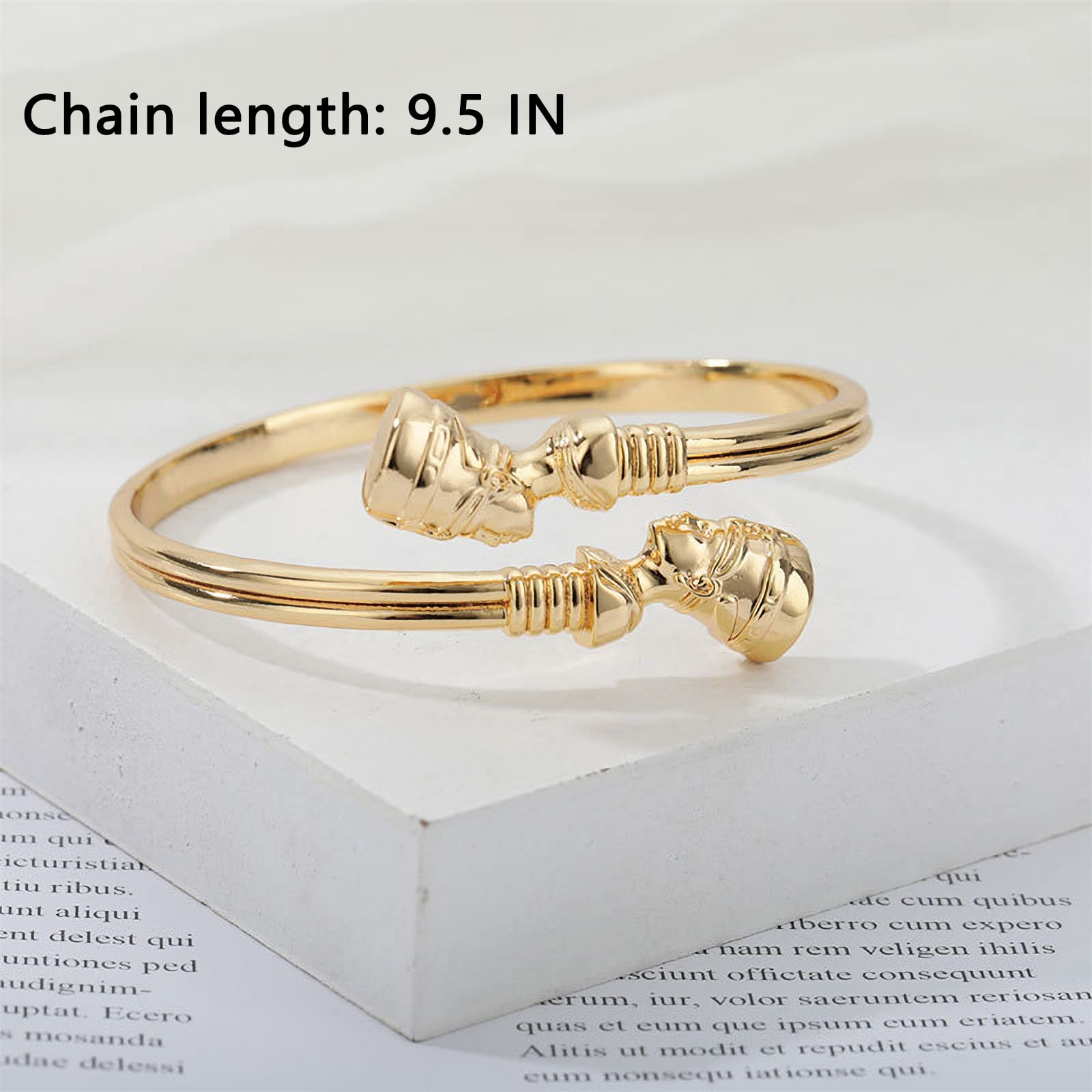 Beccalame Egyptian Queen 18k Gold Cuff Bracelets Bangles Adjustable Jewelry for Women Men (style A)