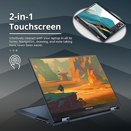 asus Zenbook S 13 Flip 2-in-1 Laptop, 13.3'' 2.8K Touchscreen, Intel Core i7-1260P, 16GB LPDDR5, 2TB SSD, Intel Iris Xe Graphics, Backlit Keyboard, FHD Camera, WiFi 6E, Win 11, Blue, 32GB USB Card