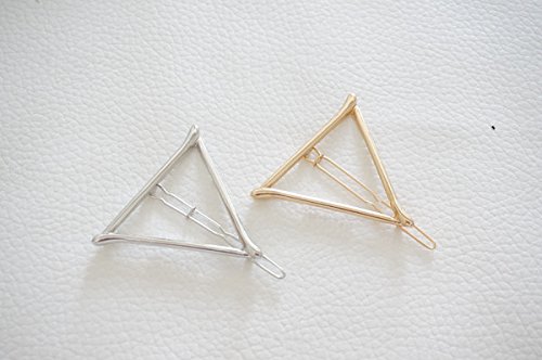 Minimalist Geometric Triangle Hair Clip, Dainty Hollow Metal Hairpin Clamps Accessories Barrettes Bobby Pin Ponytail Holder Statement (Gold and Silver)