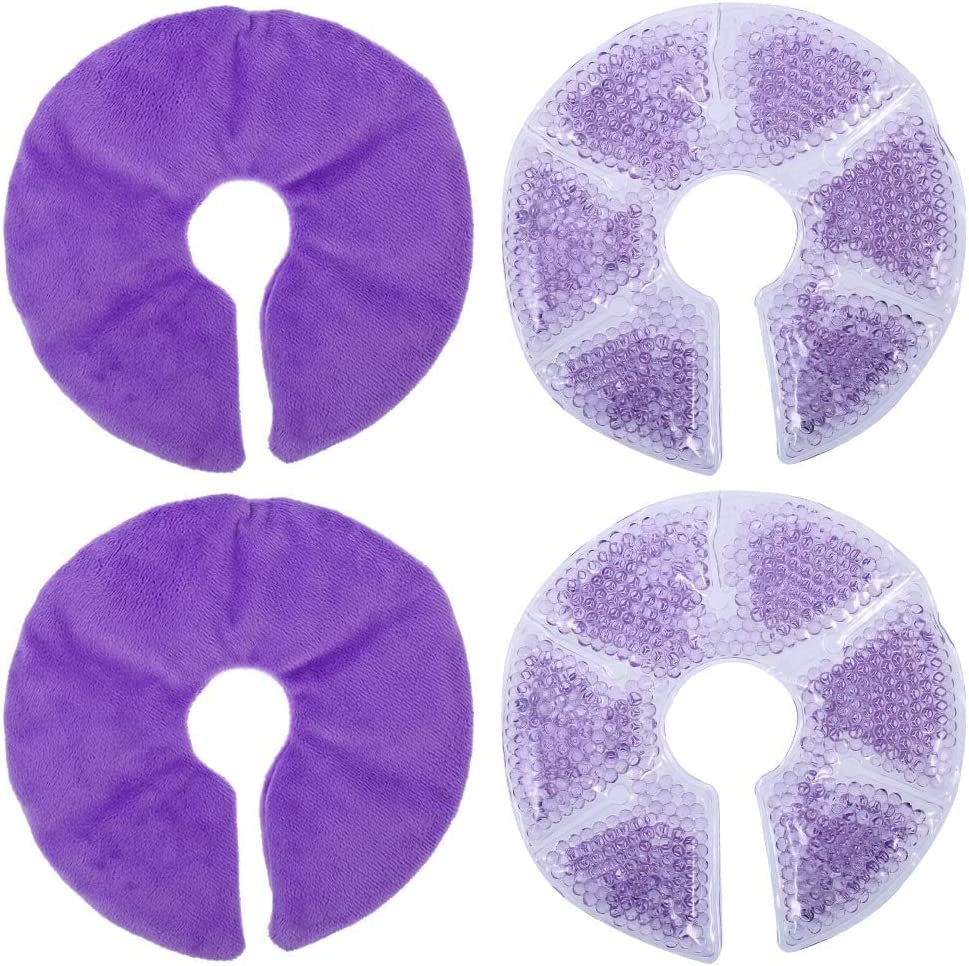 Breast Therapy Pads - Reusable Hot and Cold Therapy Breastfeeding Gel Pads, Boost Milk Let-Down with Gel Bead Pads for Breastfeeding Moms,Mastitis, Engorgement (Purple)