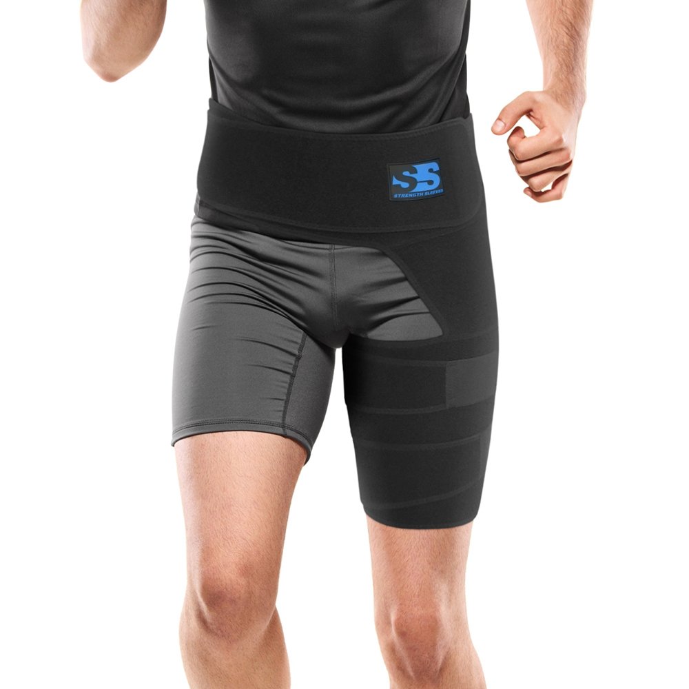 Best Thigh, Groin, and Hip Brace for Men and Women - Compression Wrap for Sciatica Pain, Pulled Muscles, Hip Flexor Recovery, Injury, Sprain Relief. Support Sleeve for Hernia, Hamstring, Quad, SI Belt