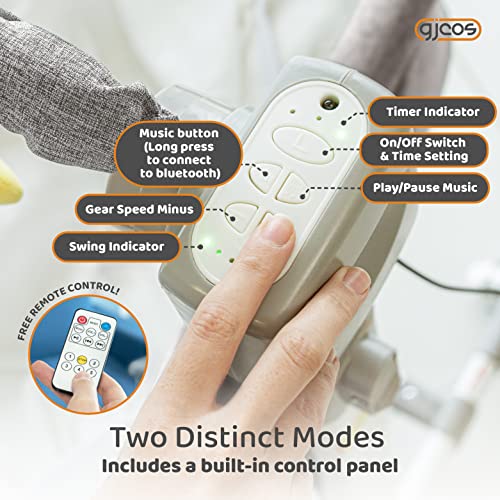 GJCOS Electric Rocking Bedside Bassinet (Grey) - 4 in 1 Automatic Swaying Mesh Baby Bassinet Bedside Sleeper with 5 Swing Motions, 3 Timer Setting & Bluetooth Music Control - Co Sleeper Bassinet