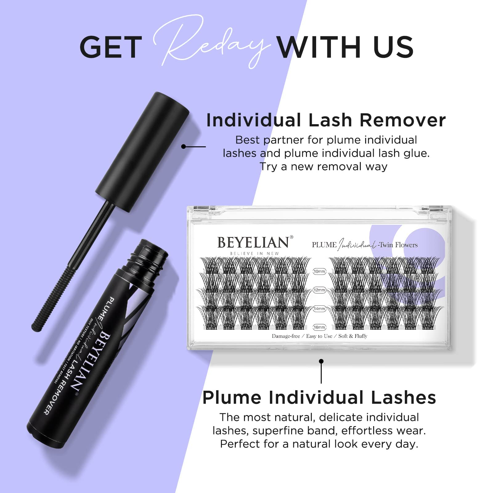 BEYELIAN 96 Lash Clusters and Cluster Lash Glue Kit, 10-16mm DIY Eyelash Extension Natural Look Reusable Bonded Black Super Thin Band (Style3 0.07 Mix Black Band)