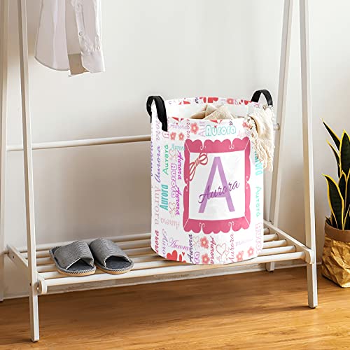 Custom Laundry Baskets with Name Personalized Laundry Hamper Collapsible Clothes Storage Basket with Handle for Bathroom Living Room Bedroom