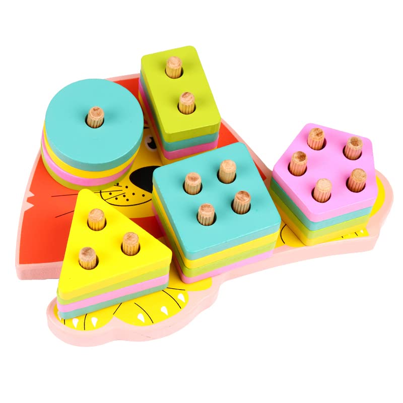 Montessori Toys for 1 Year Old,Baby Sorter Toy Multi Sensory Shape,Wooden Toy for Boys Girls 1 2 3 Year Old, Educational Shape Sorting Matching Puzzle Gift Toy,Great Montessori Toy for Toddlers 1-3
