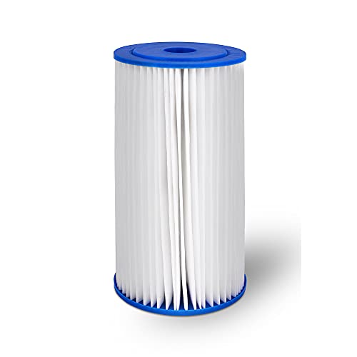 Big 10 x 4.5 inches Pleated Washable & Reusable Sediment Filter 5 Micron Amplified Surface Area, Removes Sand, Dirt, Silt, Rust, Extended Filter Life for 10" Big Housing