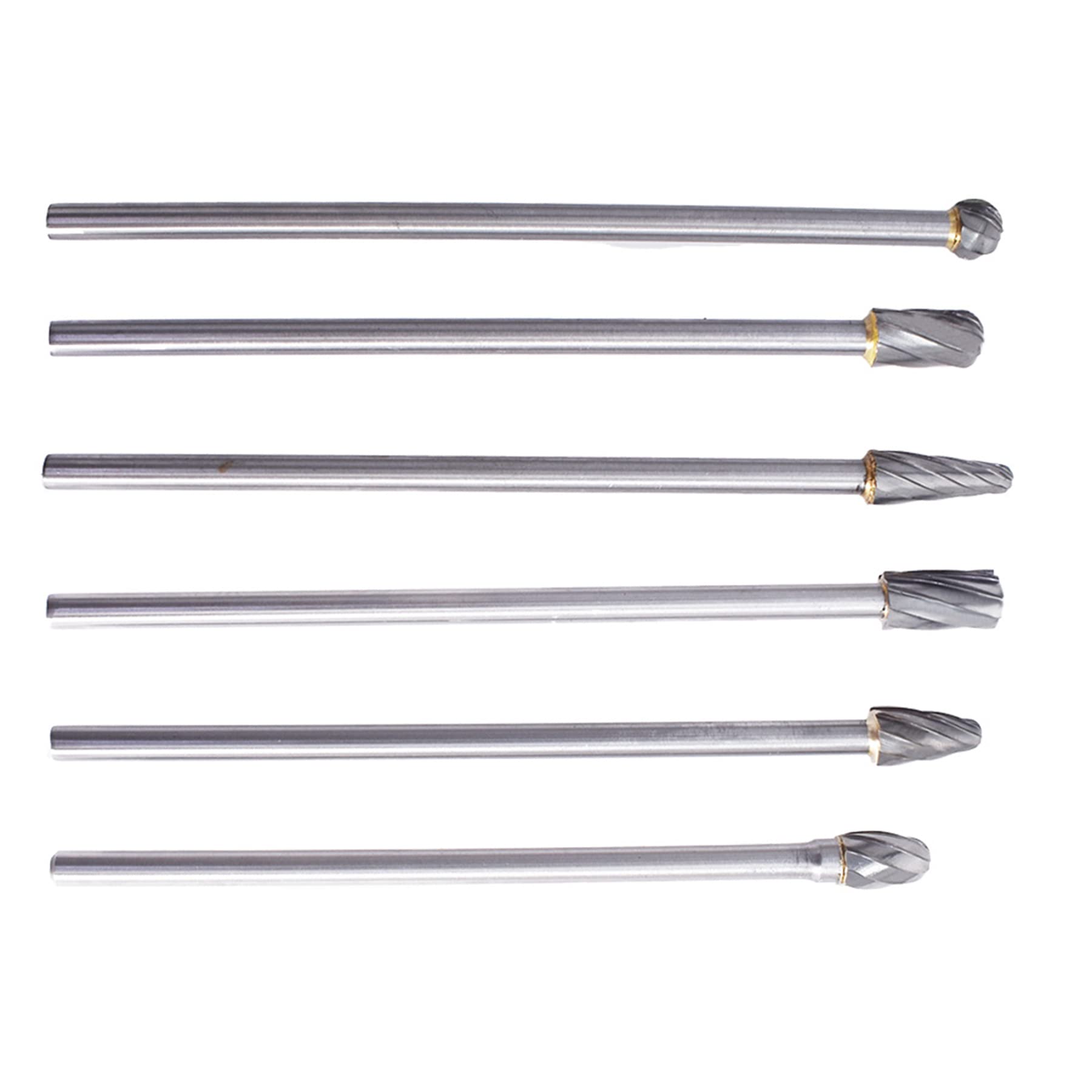 marddpair 6Pcs 6MM(1/4 Inch) Shank 10MM Head 150MM Length Carbide Alloy Rotary Burr Set Fit Rotary Tool for Woodworking, Drilling, Metal Craving, Engraving, Polishing