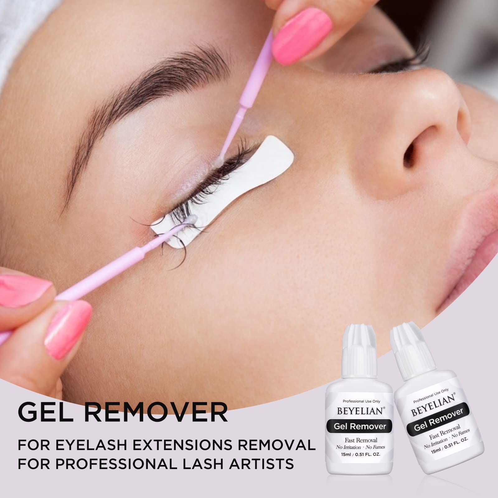 BEYELIAN Lash Extensions Remover, 0.51 Fl Oz/15ml Lash Remover for Lash Extensions Professional Gel Remover 60 Sec Dissolution Time for Individual Lash Extensions Adhesive (15ml)