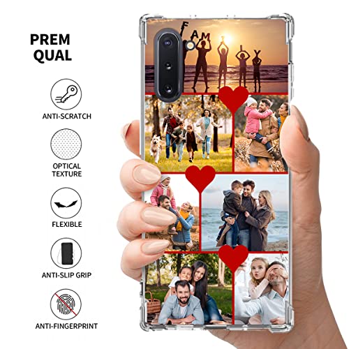 Custom Phone Case for Samsung Galaxy Note 10,Personalized Multi-Picture Collage Photo Phone Cases,Customized Phone Cover for Birthday Xmas Valentines Friends Her and Him, Clear Soft Case