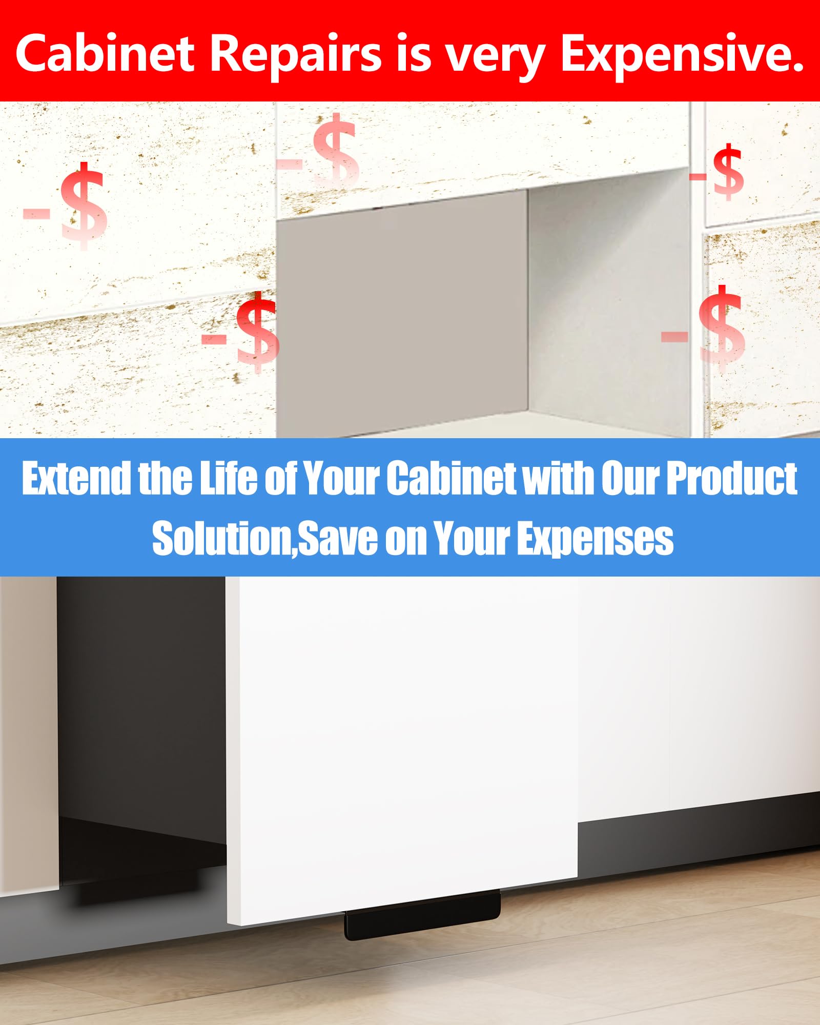 Cabinet Foot Pull for Trash Drawer, Trash Cabinet Foot Pull, Touchless Hands Free Design for Full Overlay Cabinet Door