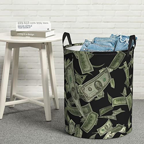 Dollar Sign Money Circular Laundry Hamper Print Hamper Freestanding Laundry Basket Collapsible Laundry Hamper 2 Sizes S/M