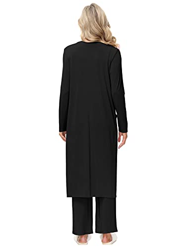 GRACE KARIN Womens Ribbed Knit Lounge Sets 3 Piece Loungewear Pjs Robe Cardigan