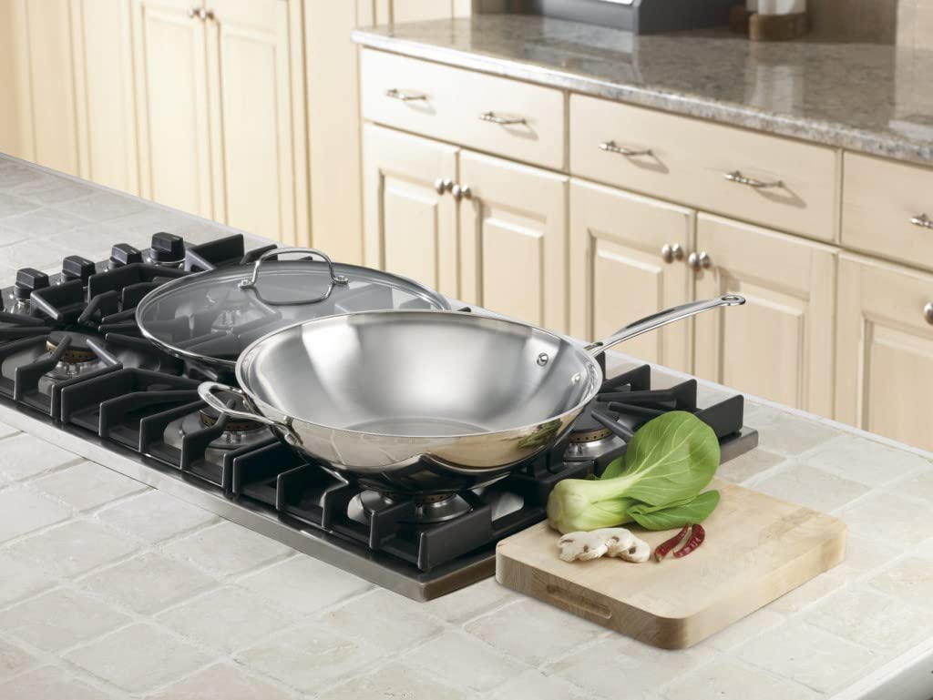 Cuisinart 14-Inch Stir-Fry Pan, Helper Handle and Glass Cover, Chef's Classic Stainless Steel, 726-38H