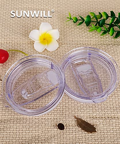 Lid for SUNWILL 20oz Travel Tumblers Only, Spill Proof Lid, Splash Resistant Silicone Sliding Covers Replacement 2 Pack, Straw Friendly, BPA Free