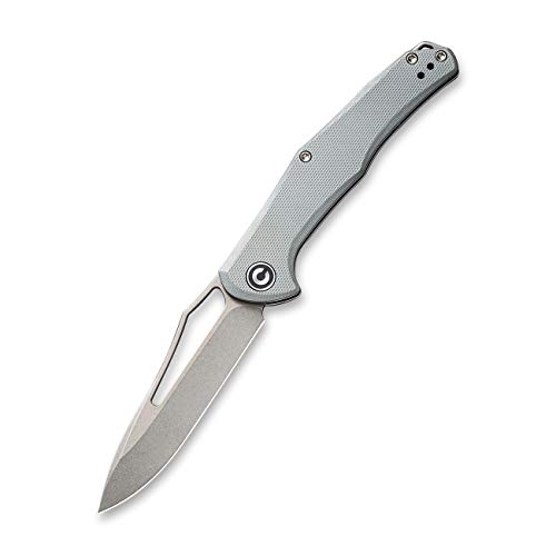 CIVIVI Fracture Edc Folding Knife –Gray Stonewashed Drop Point blade, G10 Handle, Slip Joint Pocket Knife for Indoor and Outdoor C2009B (Gray)