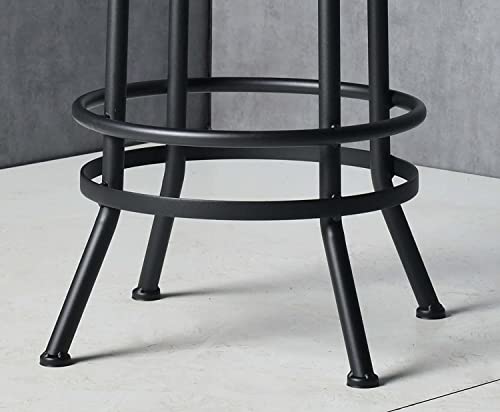 Diwhy 5 Piece Bar Table and Barstool Set Industrial Rectangular Pipe Dining Pub Bar Table Black and Kitchen Counter Height Adjustable Wooden Seat Stool Black(1 Table + 4 Chairs)