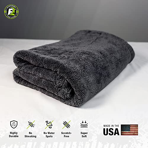 ExoForma Mega Car Drying Towel from No Streaks, Scratches, or Water Spots - Large Premium 1200 GSM Microfiber - Double Twist Pile & Edgeless Design for 1 Quick & Effortless Dry - 24” x 36”