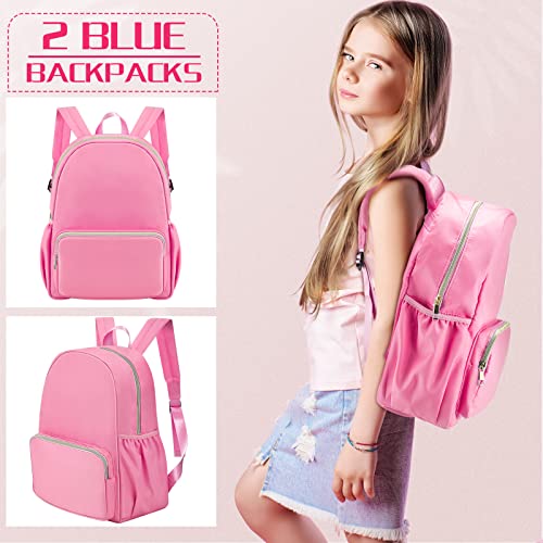 Cunno 2 Pcs Nylon Preppy Backpack for School Waterproof Lightweight Backpack Unisex Backpack for Teenage, Kids, Students (Pink)