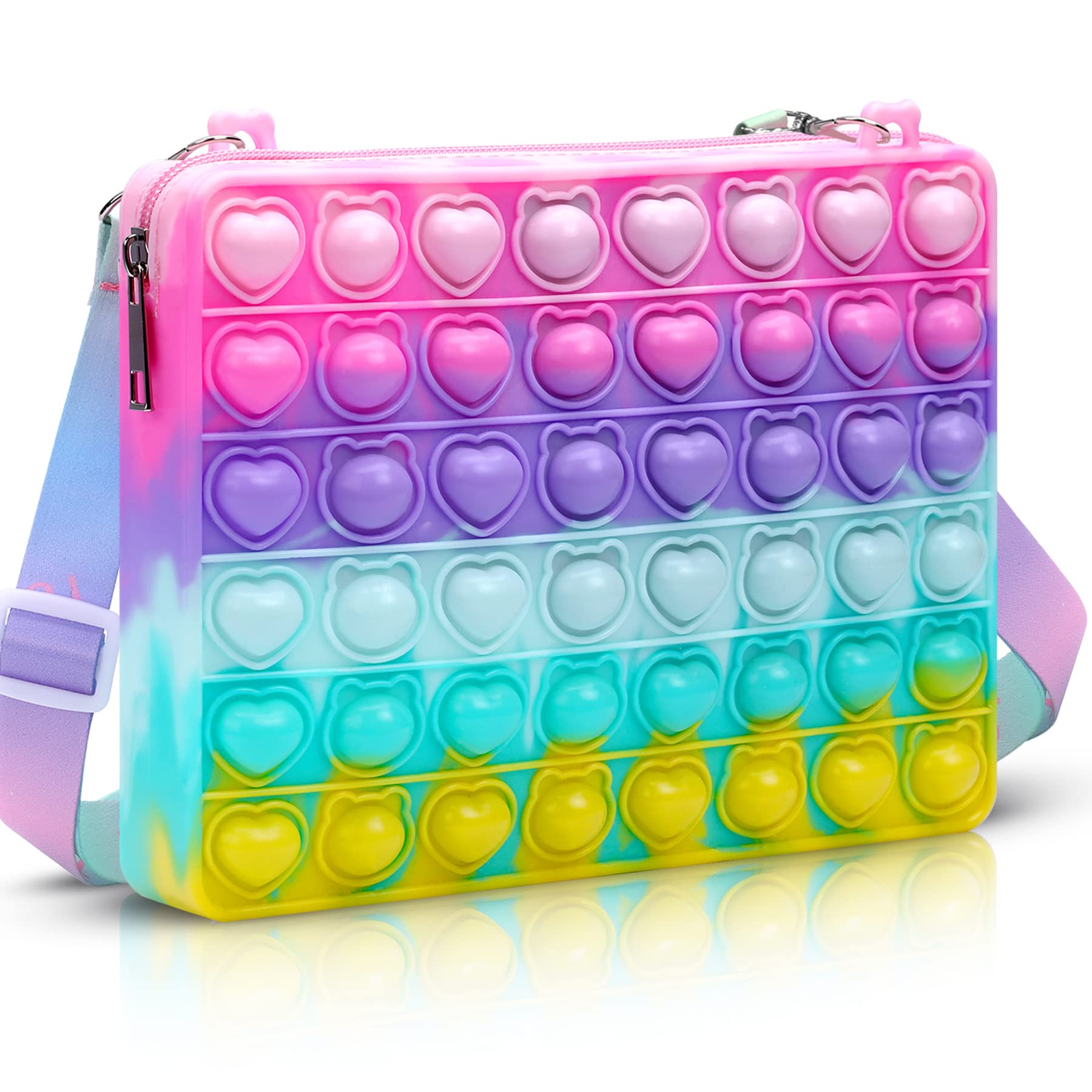 MooonGem Pop Purse for Women, Big Fidget Purse for iPad, Pop Shoulder Bag