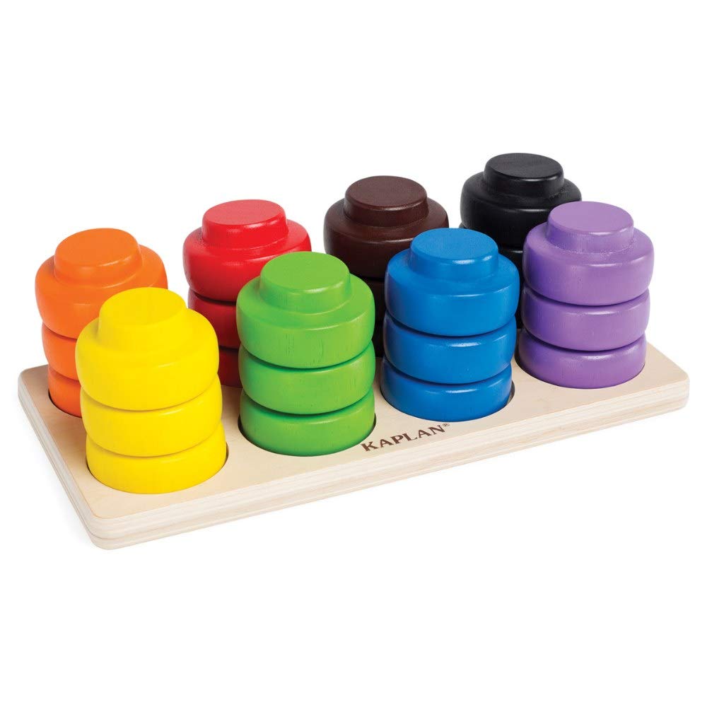 Kaplan Early Learning Toddler Color Stacker, Wooden Educational Toy for Fine Motor Development