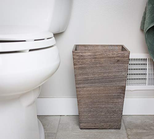 Farwood Designs Farmhouse Style Torched Wood Waste Bin Trash Can for Bedroom, Living Room, Bathroom & Office