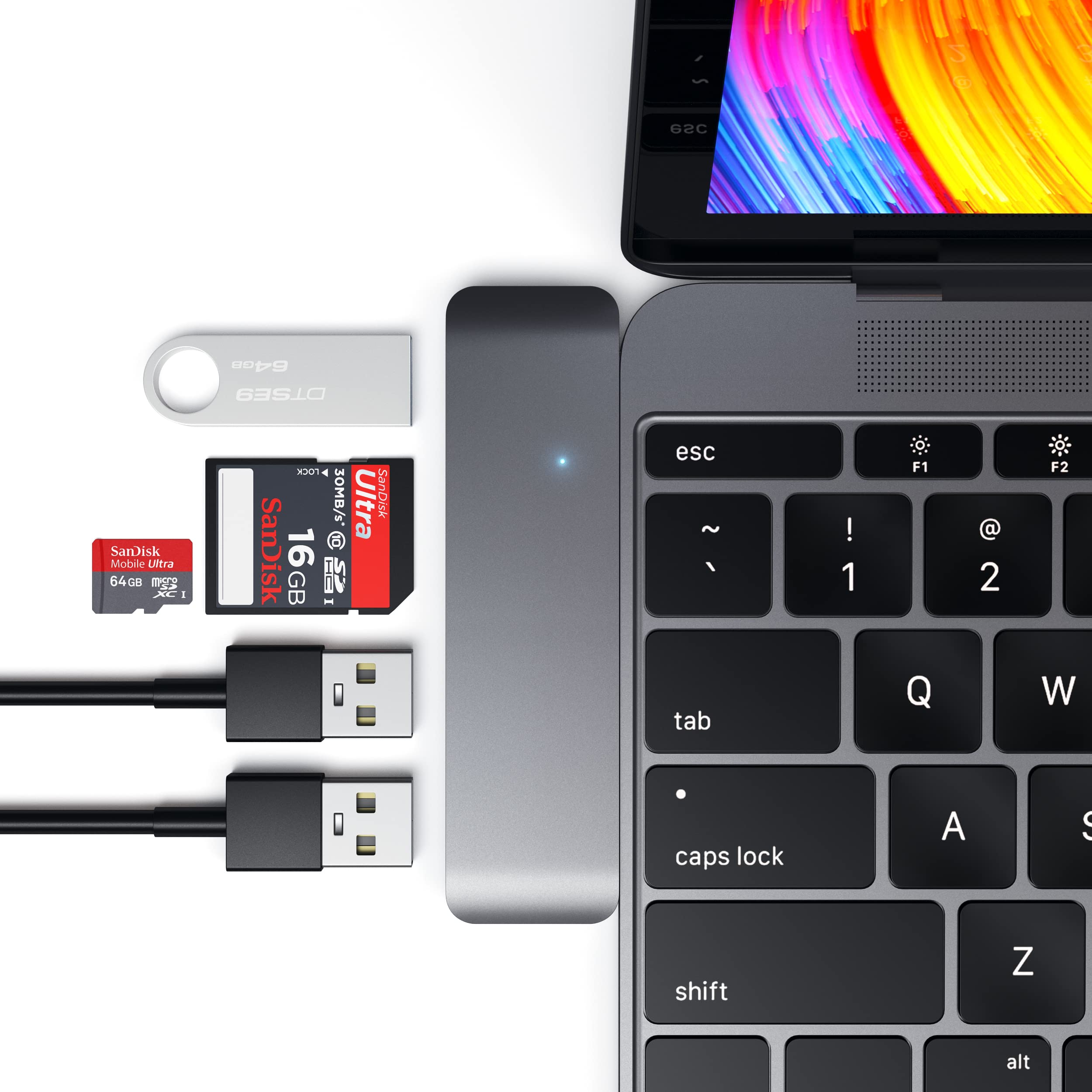 Satechi Aluminum Type-C USB 3.0 3-in-1 Combo Hub Adapter - 3 USB 3.0 Ports and Micro/SD Card Reader - Compatible with 2022 iPad Air M1, 2021 iPad Pro M1, 2020 MacBook Pro/Air M1 (Space Gray)