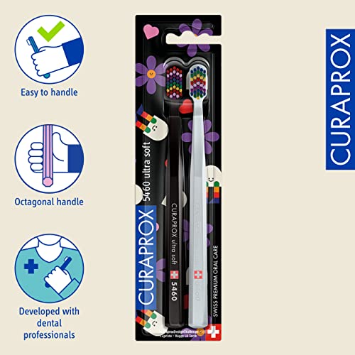 Curaprox CS 5460 Ultra-Soft Toothbrush, Happy Lil Teeth Special Edition, Pack of 2