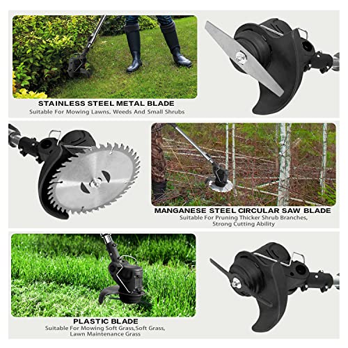 Grass Strimmer Foldable Grass Strimmer, Shengyatu 21V Electric Cordless strimmer 800W Grass Trimmer Brush Cutter, Lawn Mower Garden Tools, Black