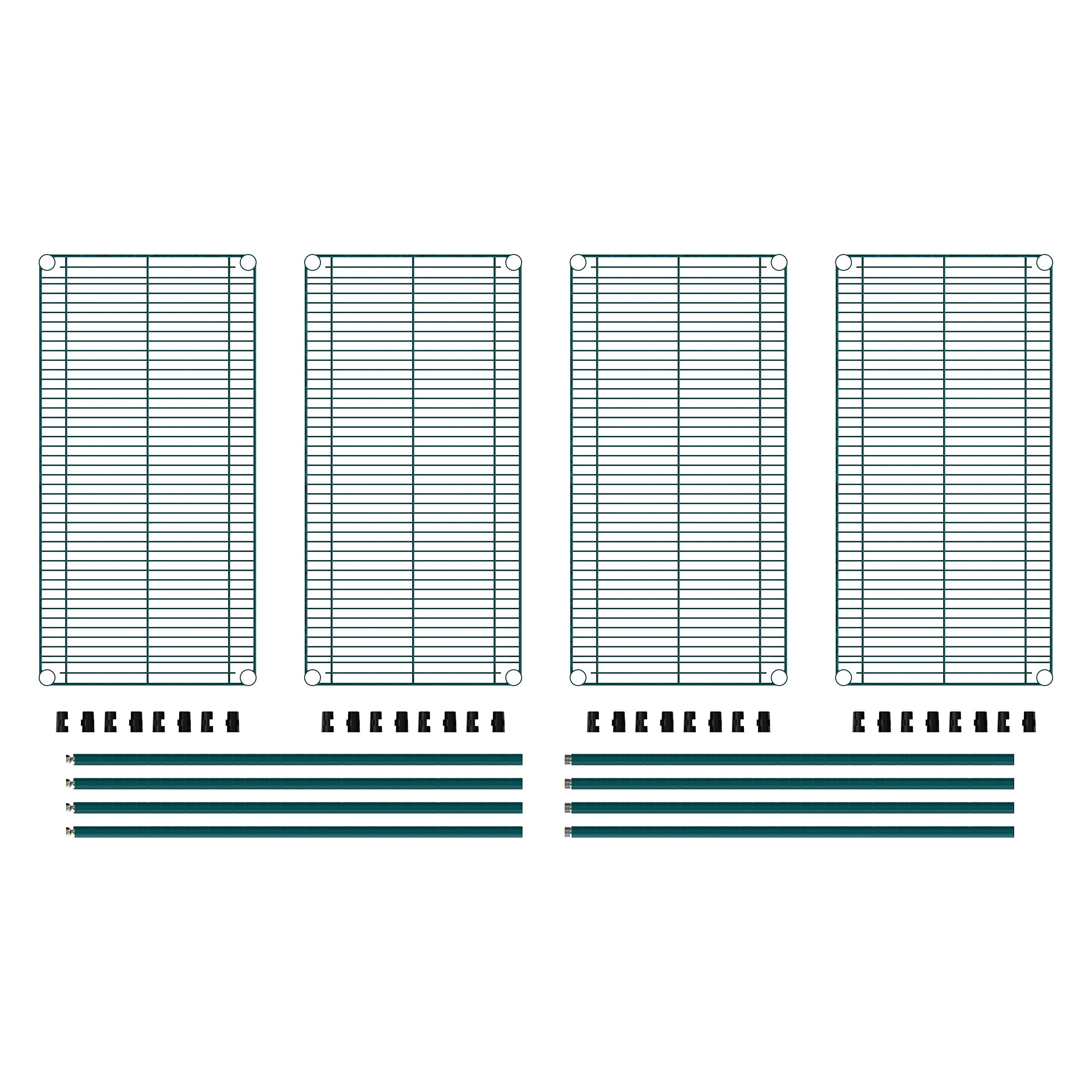 METRO Super Erecta Metroseal Green Epoxy Shelving Unit - Industrial Wire Shelving for Restaurants, Kitchens, Walk-in Coolers/Freezers with Microban - 4 Tier, 2000 lbs Capacity, 18” W x 36” L x 74” H