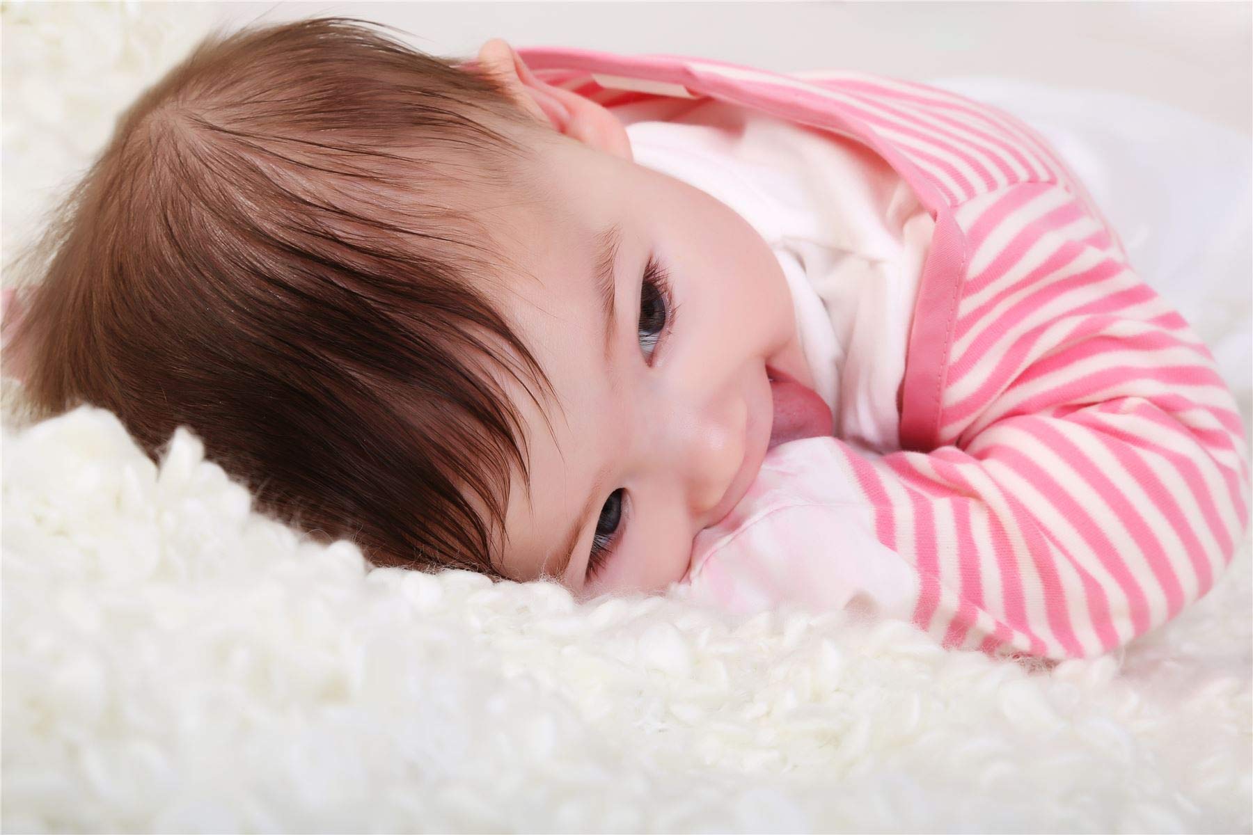 ScratchSleeves | Little Girls' Stay-On Scratch Mitts | Stripes | Pink and Cream | 2-3y