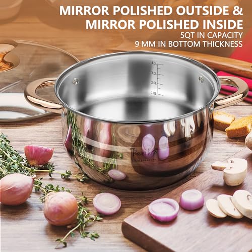 BAERFO Pots and Pans Set -8 Piece Stainless Steel Kitchen Cookware Set,Pots and Pans Set Nonstick cooking sets,suitable for Gas, Electric & Induction, Dishwasher Safe