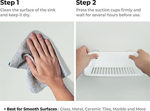 carrotez Sink Caddy Organizer, Sponge Holder, Suction Holder for Sponges, Soap, Scrubbers, Rust Resistant, Kitchen, Bathroom