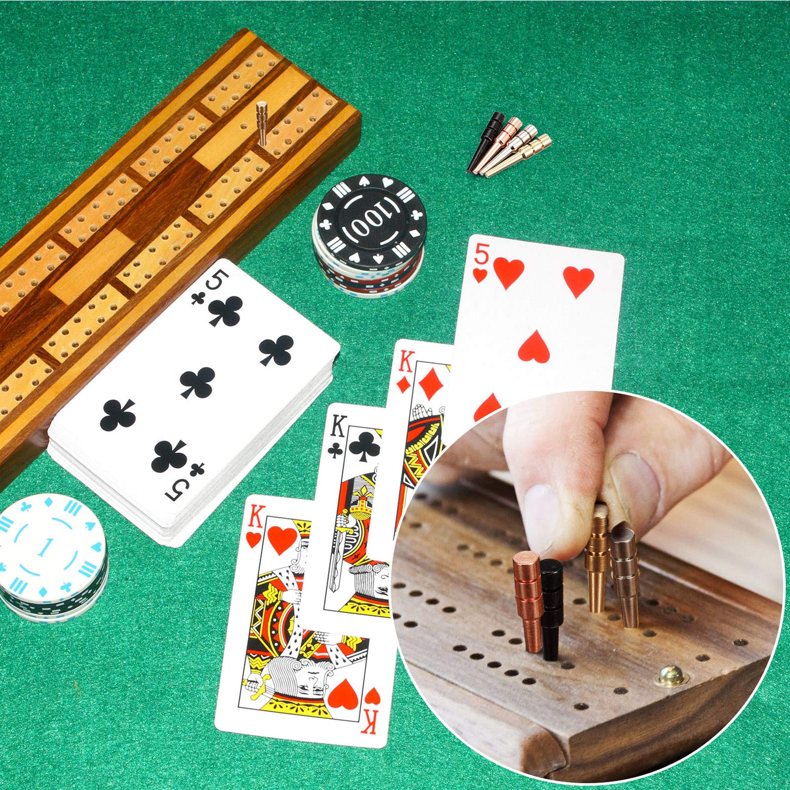 Mudder 20 Pieces Metal Cribbage Pegs Cribbage Board Pegs Fit 1/8 Holes for Cribbage Traditional Board Party Favors in 4 Colors