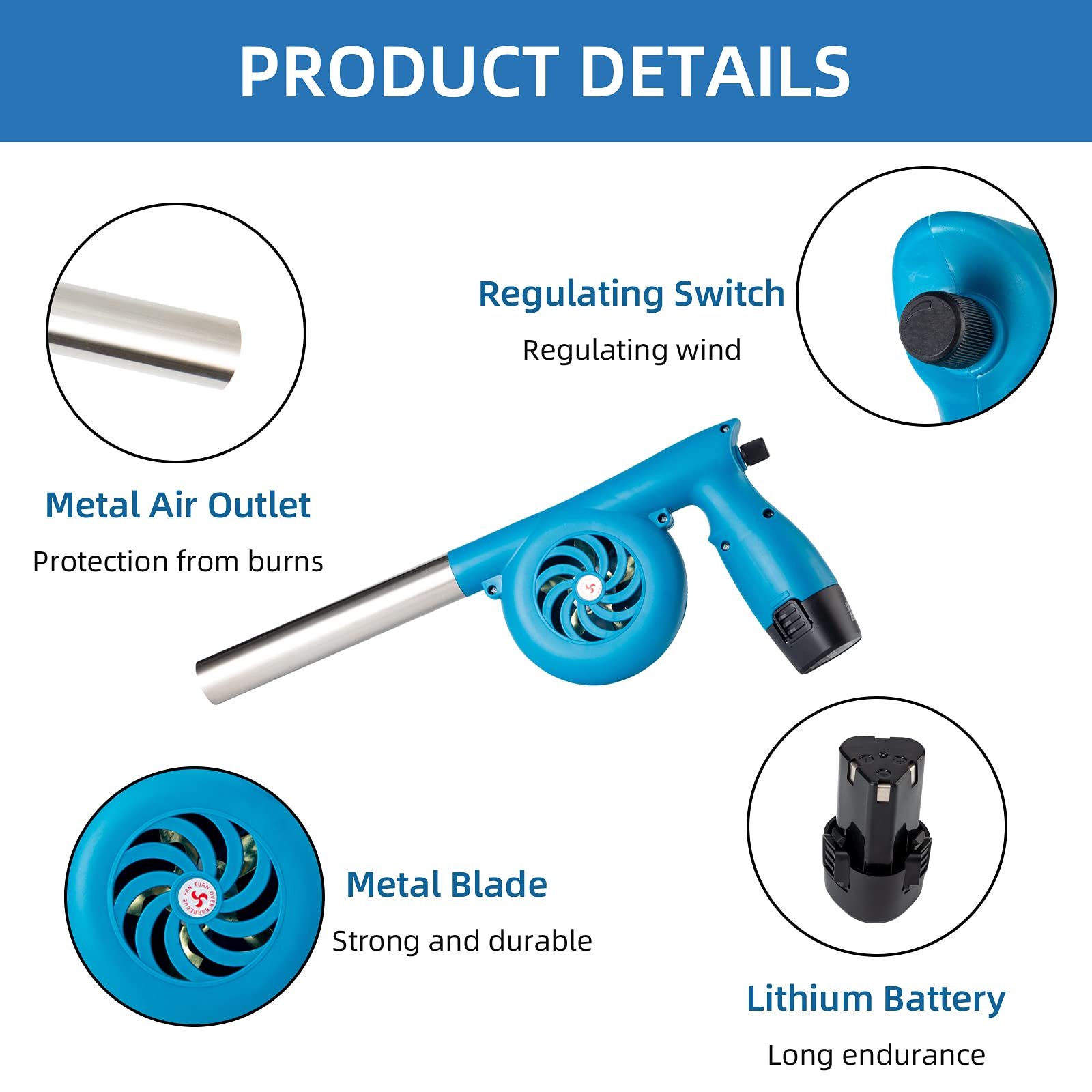 SANOL Electric Bellows Fireplace Tools Fan Bellows fire Wood Stove Blower Indoor Pocket for Pit air Puffer