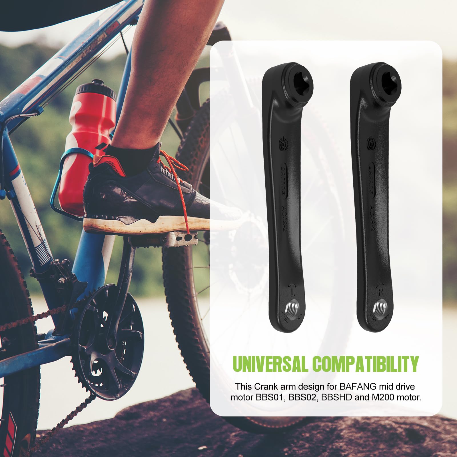BAFANG Crank Arm 170mm Electric Bicycle Diamond Hole Crank Mid Motor Cranks Essential Parts Mid Motor Accessory BBS01 BBS02 BBSHD Electric Bikes Part E Bike Crank Leg