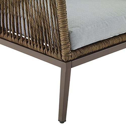 Crosley Furniture Haven 2-Piece Outdoor Chair Set, Wicker Patio Chairs for Conversation, Porch, Deck, Light Brown with Light Gray Cushions