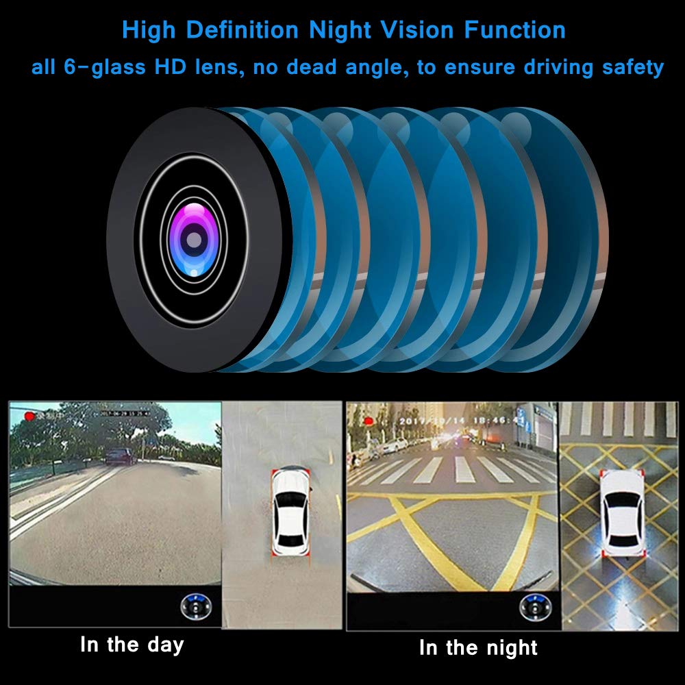 ASTSH 360 Degree Bird View Panorama System 4 Cameras 1080P Night Vision Car DVR Recorder Rear View Dash Camera