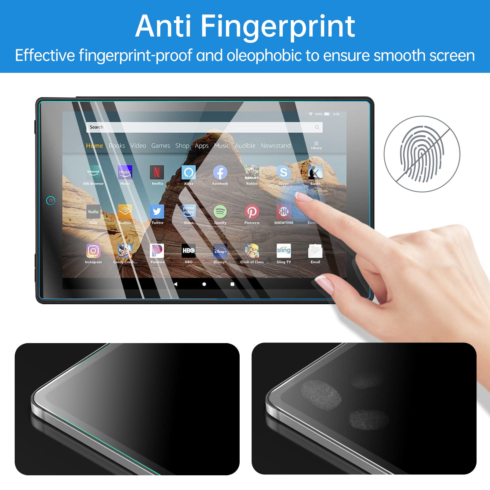 XinWoTuo Tempered Glass Screen Protector for Amazon HD 10 Tablet 10.1 inch (9th Generation 2019 Release and 7th Generation 2017 Release), Scratch-Resistant/Anti-fingerprint /2Pcs