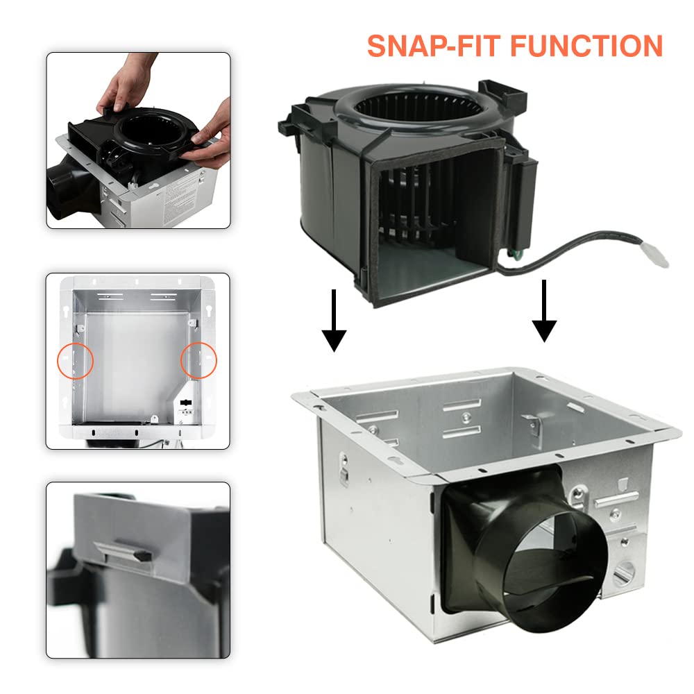 BV Bathroom Fan Ultra-Quiet Bathroom Ventilation & Exhaust Fan,110 CFM 1.2 Sones Ceiling Fan Residential Remodel Extractor, 4 Inch Duct Collar, Easy to Install & Replace (No Attic Access Required)
