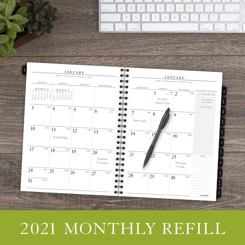AT-A-GLANCE 2021 Monthly Planner Refill for 70-020 by AT-A-GLANCE, 6-1/2" x 8-3/4", Executive (709141021)