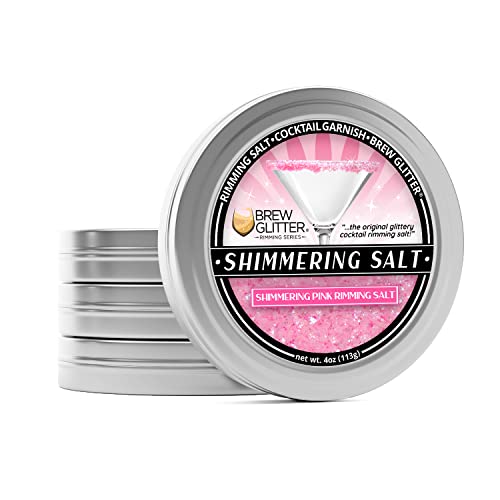 BREW GLITTER Shimmering Pink Cocktail Rimming Salt, Drink Rimmer for Beverages, Cocktails, Margaritas, Drinks, Kosher Certified, Vegan (4 oz, Shimmering Pink)