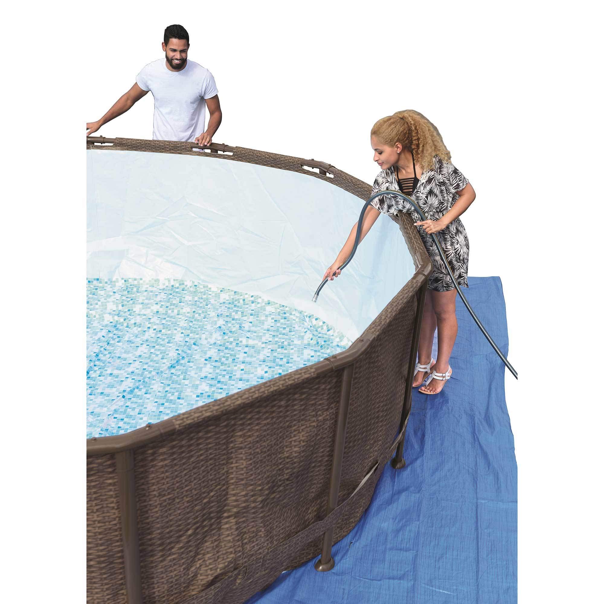 Bestway 16ft x 48ft Power Steel Round Swimming Pool Set Vacuum & Maintenance Kit