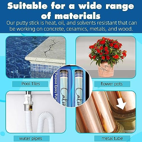 Calvana (2-Pack) 4-oz All Purpose Epoxy Putty Stick | Pool Patch, Pool Bounding Kit β A Quick and Permanent Repair Solution for Pool Light, Pool Tile, Skimmer, and Plumbing leaks β Work Like Magic