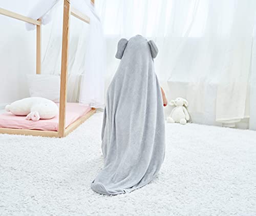 HIPHOP PANDA Bamboo Baby Washcloths, 6 Pack and Baby Hooded Towel, Grey Elephant, 30 x 30 Inch