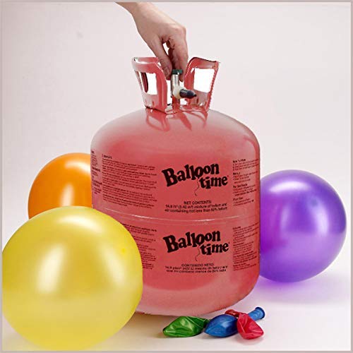 BLUE RIBBON, Helium Tank with 50 Balloons and White Ribbon + 12 Gold Balloon Weights + Plus Balloon Tying Tool