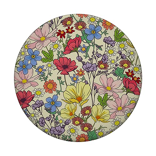 Cute Simple Wildflowers Pattern Design Floral on Beige PopSockets Swappable PopGrip