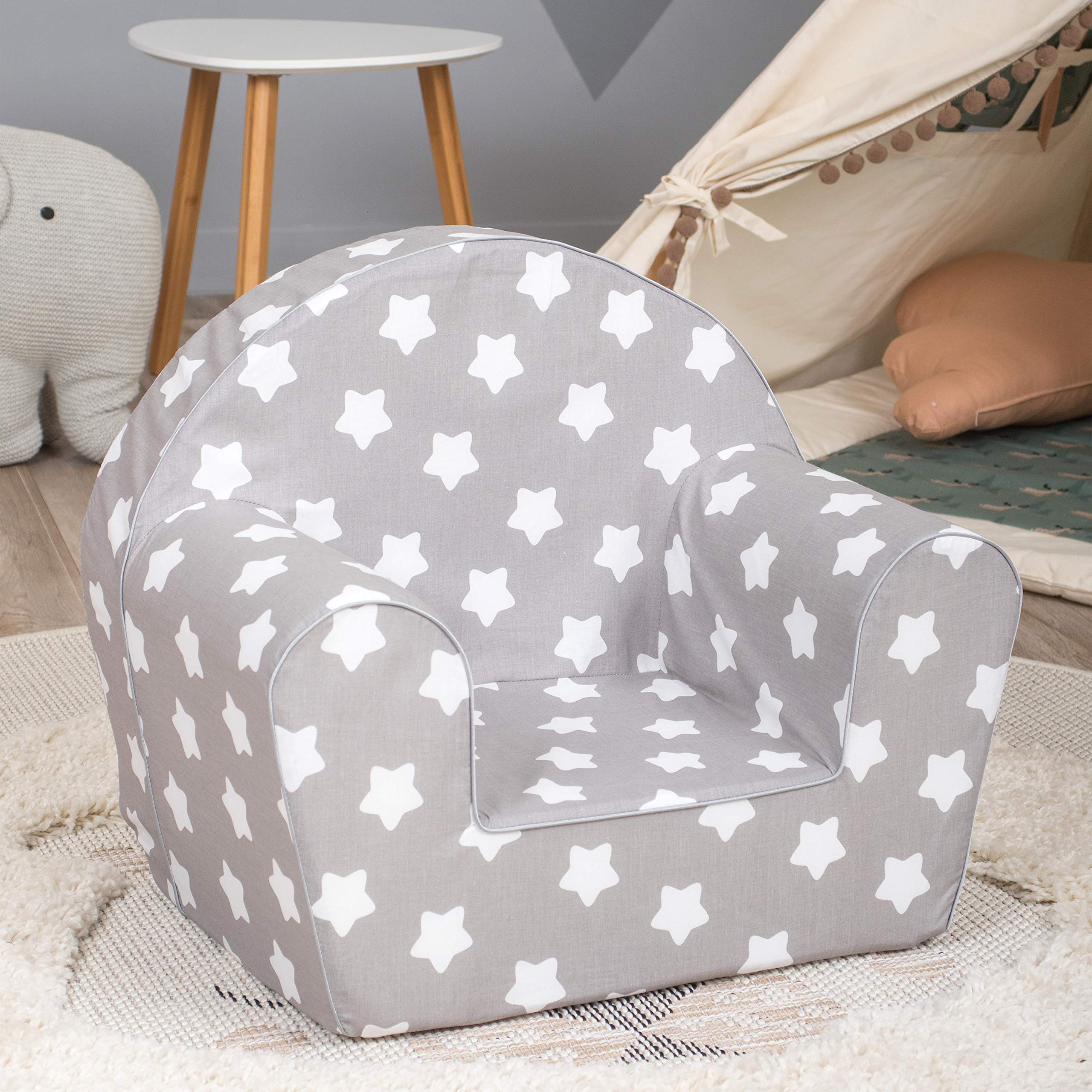 Delsit Kids Couch for Toddlers - Comfy Armchair for Children, Lightweight Foam Sofa and Reading Chair with Removable Cover, Made in Europe